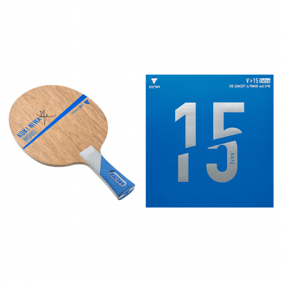 Koki wood + V15 extra – מחבט טניס שולחן מקצועי מודבק ומוכן למשחק